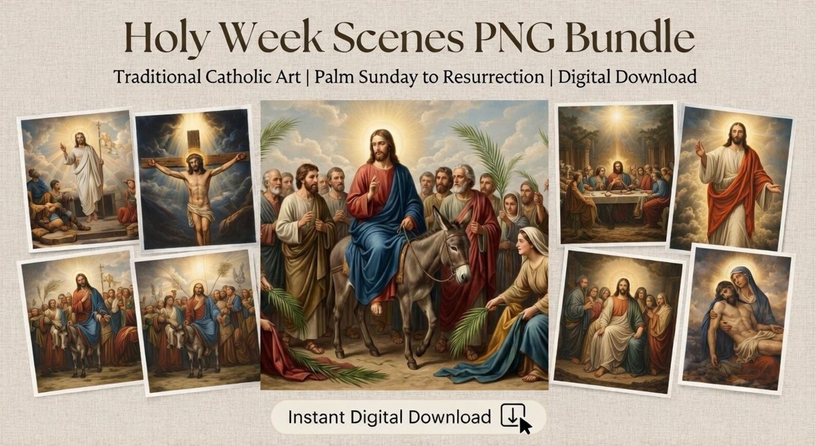 Holy Week PNG Bundle – Traditional Catholic Art Scenes (digital ...