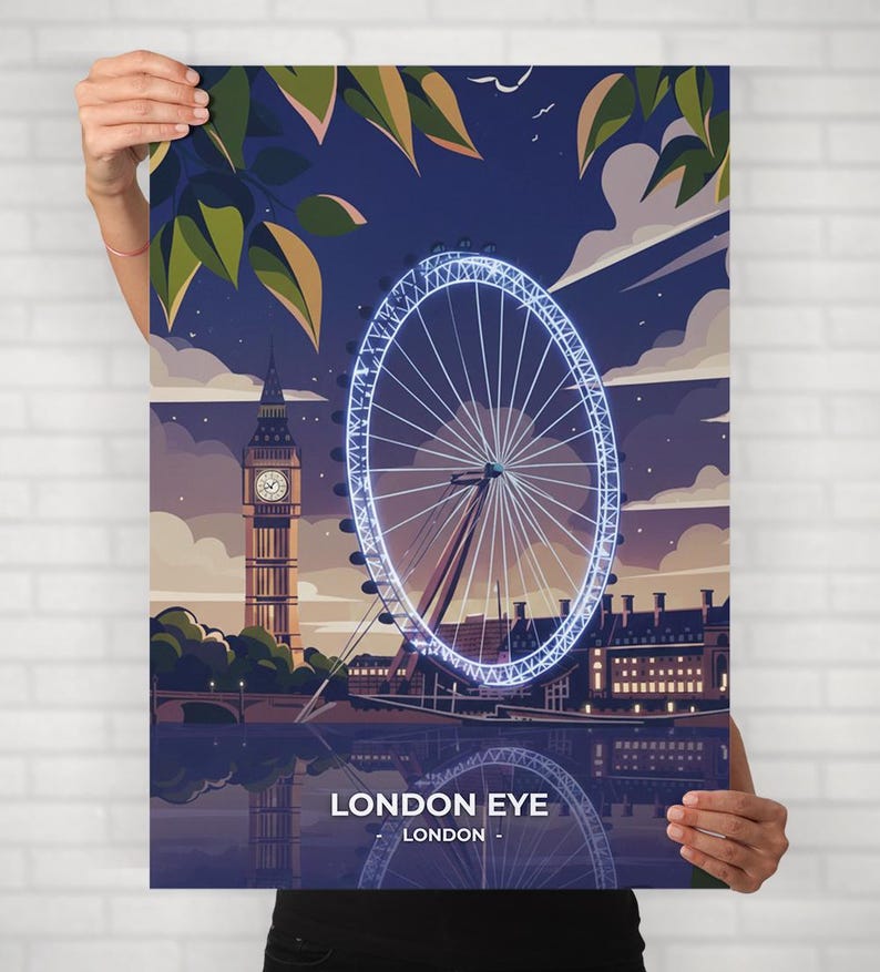 London Eye Travel Poster, British Landmark Art, Framed Print - Etsy UK