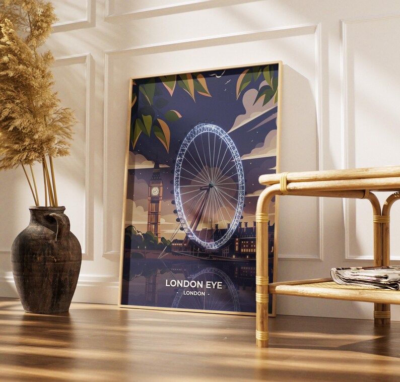 London Eye Travel Poster, British Landmark Art, Framed Print - Etsy UK