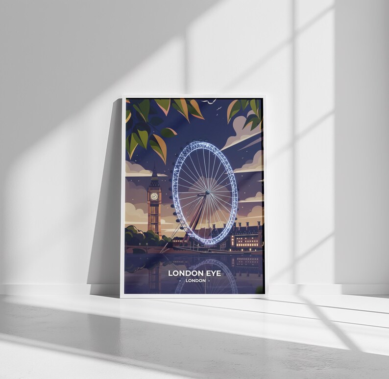 London Eye Travel Poster, British Landmark Art, Framed Print - Etsy UK