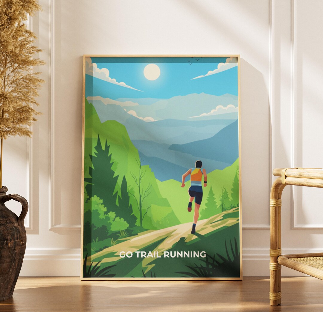 Rail Running Art Print, Mountain Adventure Posterr, Framed Print - Etsy
