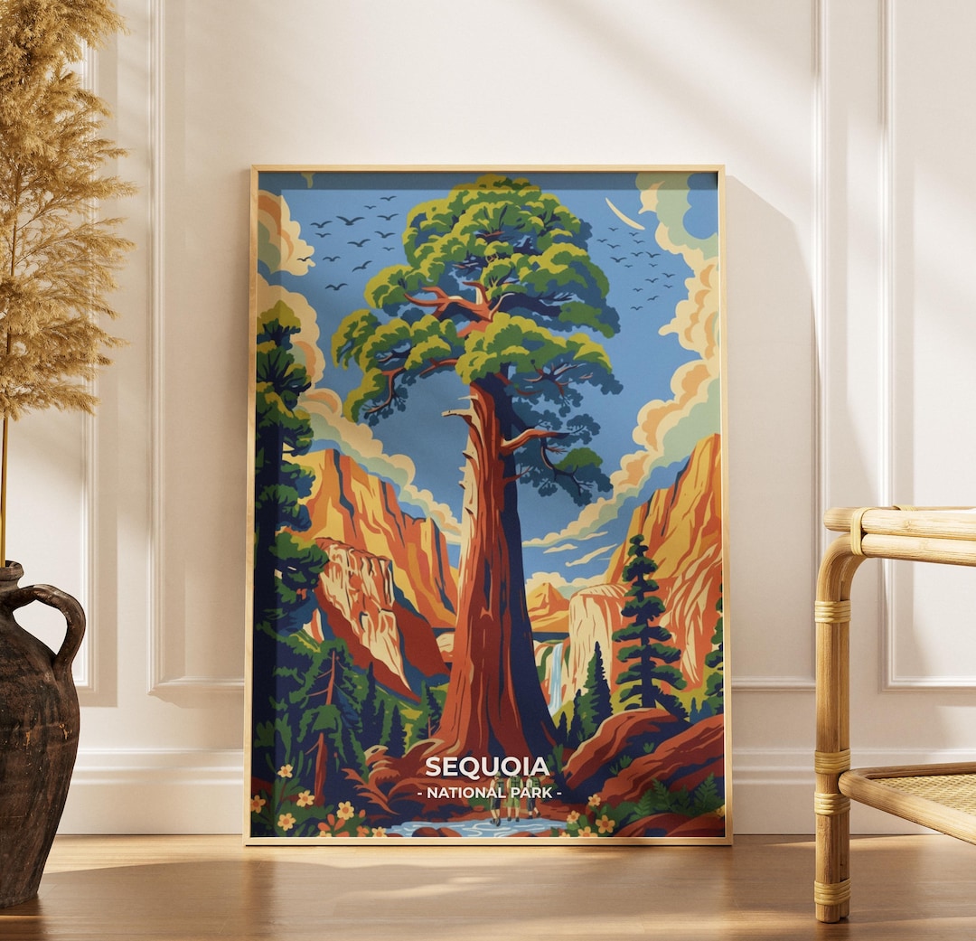 Sequoia National Park Travel Poster, Adventure Wall Art, Framed Print ...