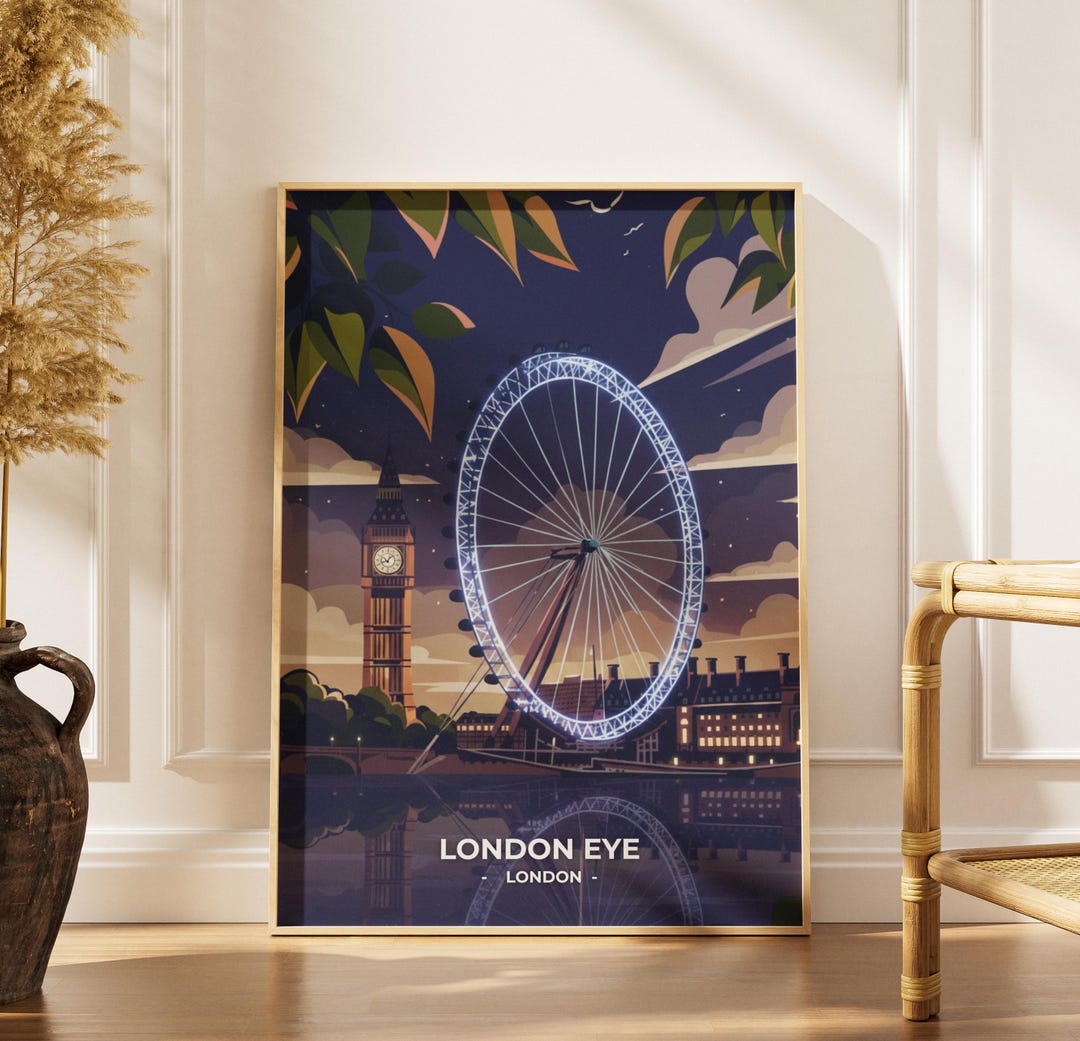 London Eye Travel Poster, British Landmark Art, Framed Print - Etsy UK