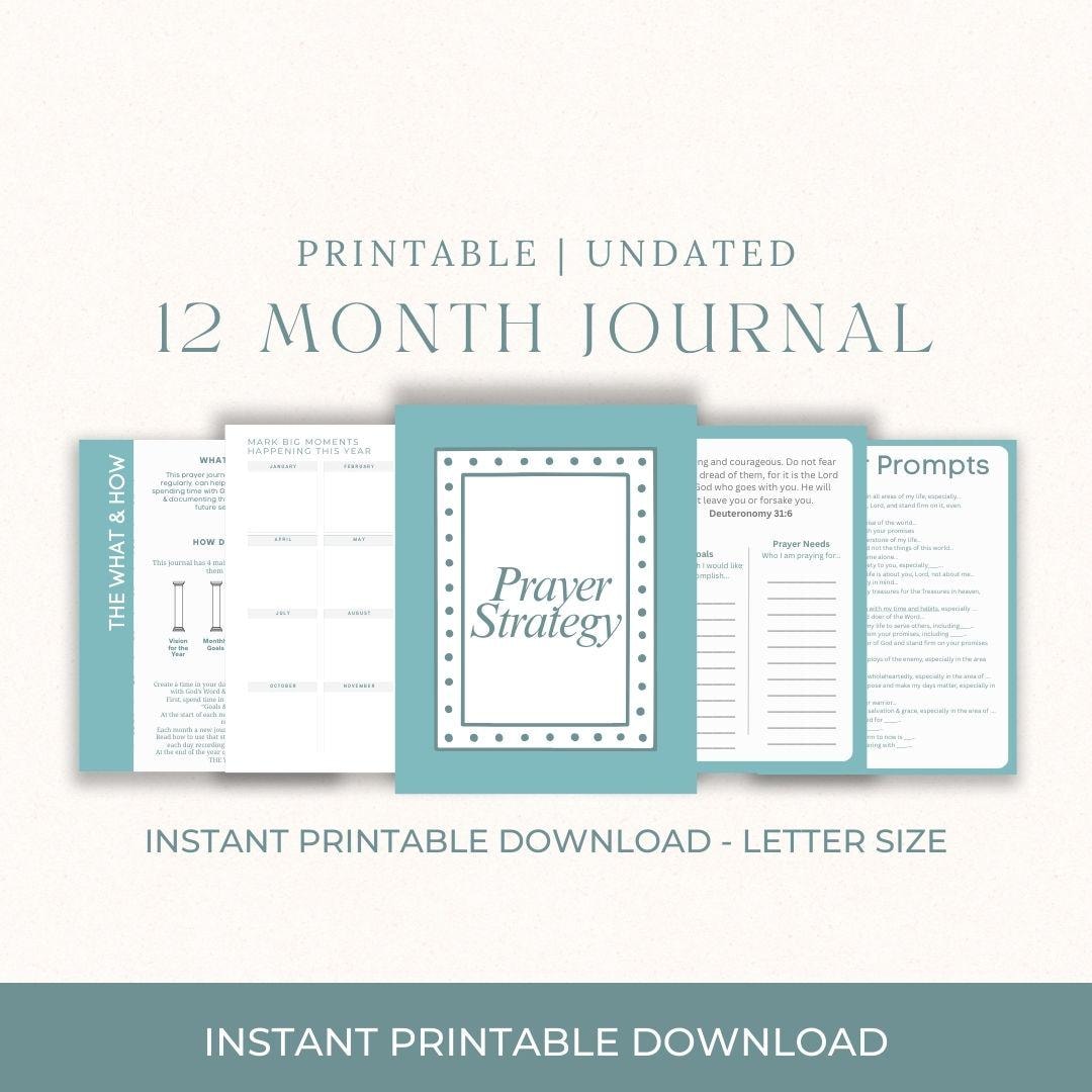 Prayer Journal - 12 Month - Printable PDF - Etsy
