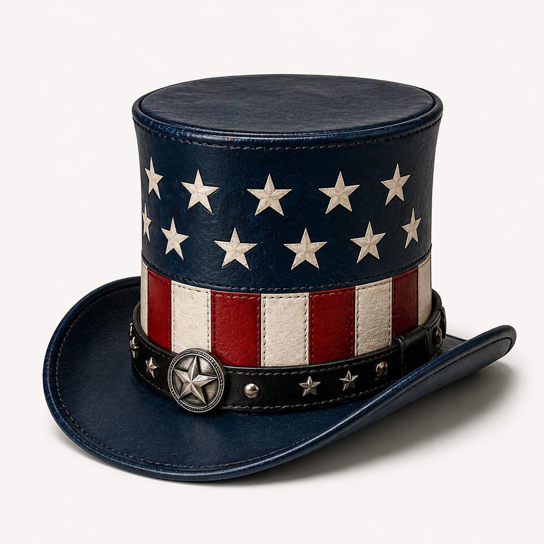 Patriotic Leather Top Hat: Stars Stripes Western Rodeo Style - Etsy