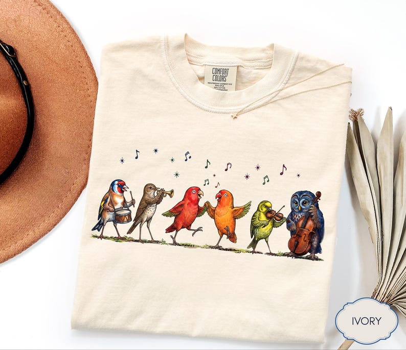 Comfort Colors Vintage Insect Music Graphic Tee Musical Birds ...