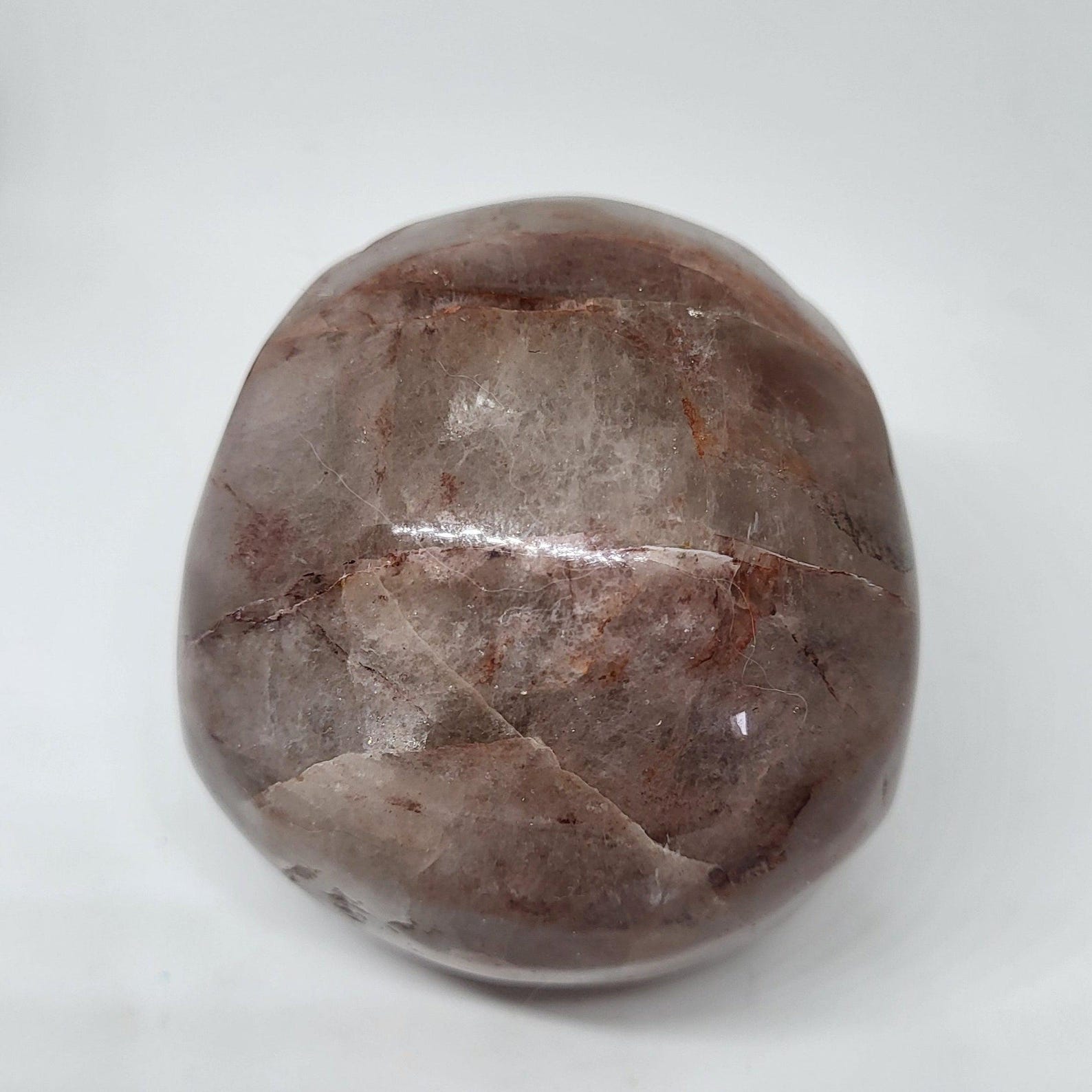 Large Fire Quartz Crystal Skull Hand Carved Hematite Statement Piece ...