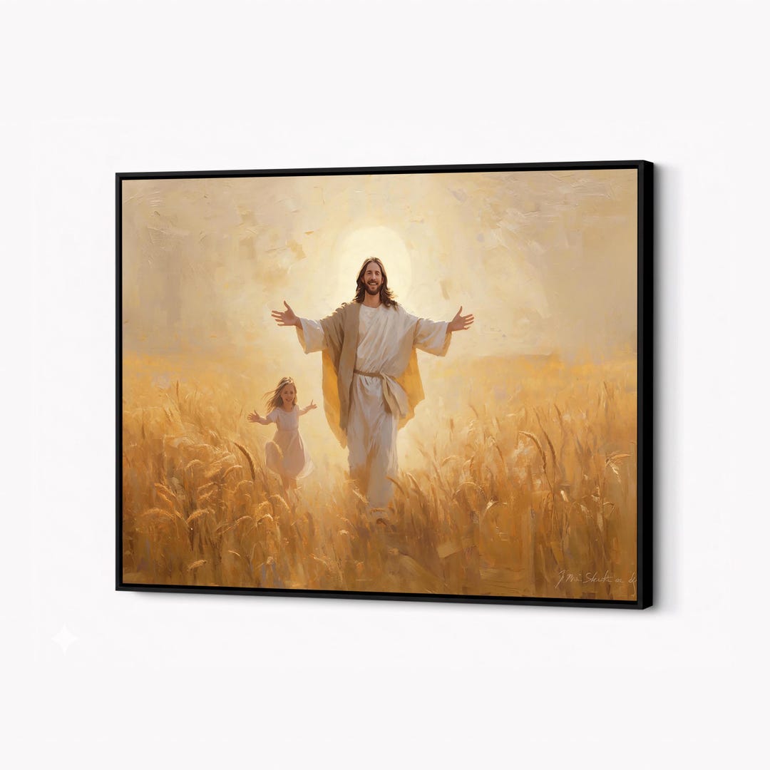 Jesus Welcoming Child Canvas Wall Art | Christian Faith Painting ...