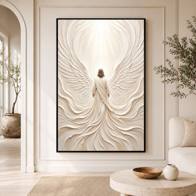 Jesus Wings Canvas Framed Christian Wall Art Divine Light Print ...