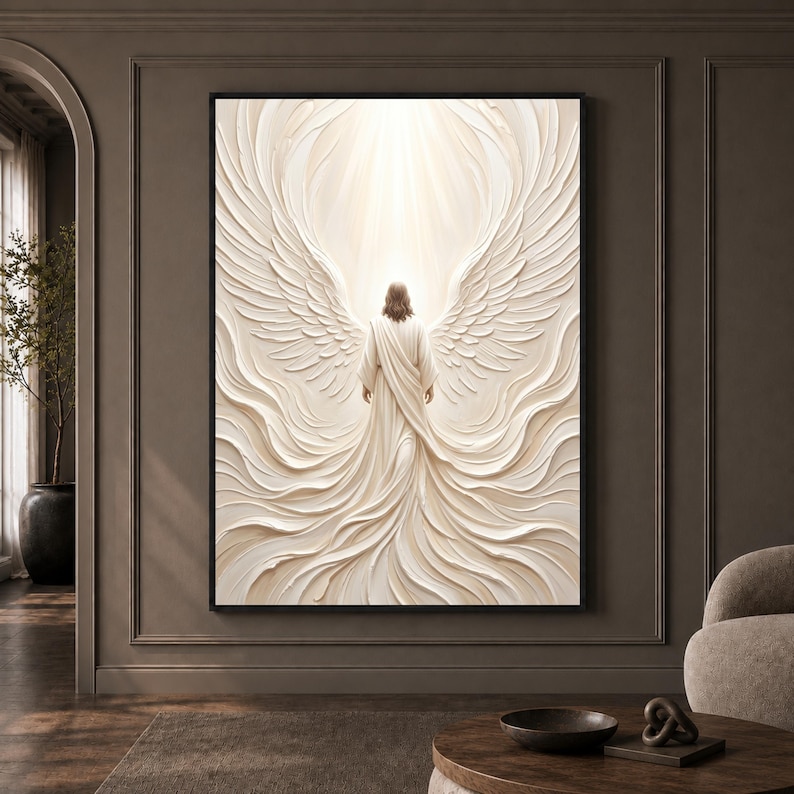 Jesus Wings Canvas Framed Christian Wall Art Divine Light Print ...