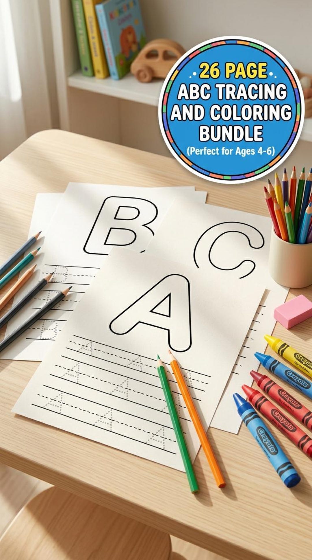 Alphabet Trace and Color Worksheets 26 Printable Primary Writing ...