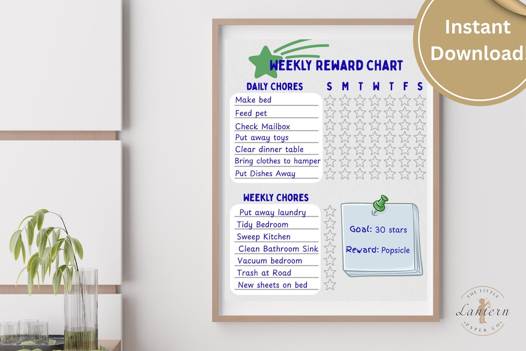 Printable Kids Chore Chart | Daily Weekly Reward Behavior Tracker ...