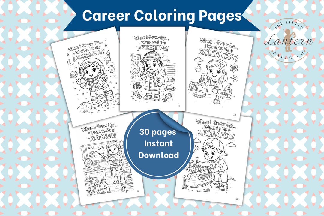 When I Grow up Coloring Pages Bundle | Kids Career Coloring Book | 30 ...