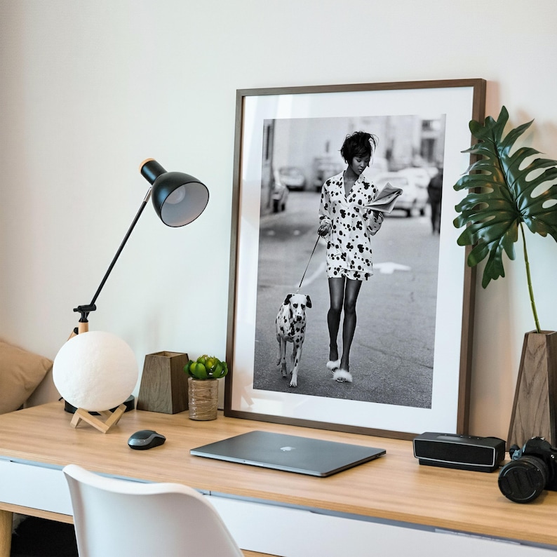 Naomi Campbell and Dalmatian: Framed Photography, Dog Wall Art, Framed ...