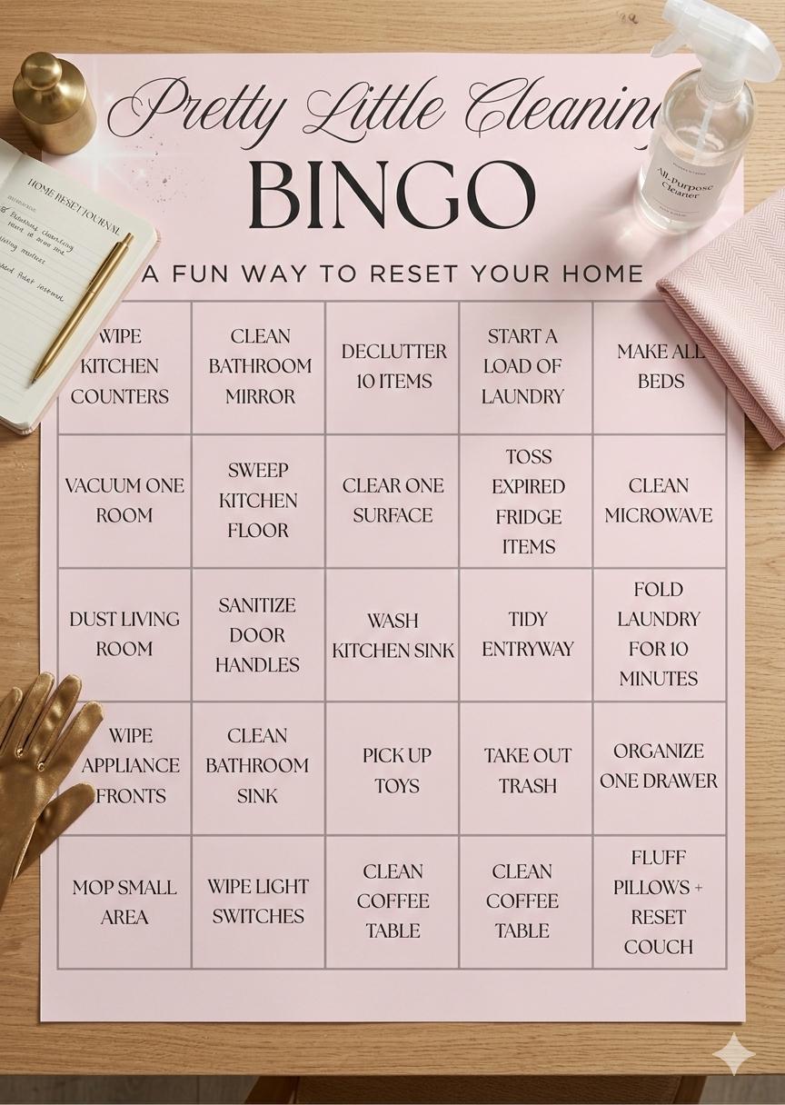 Cleaning Bingo Game | Fun Home Reset Challenge (instant Download) - Etsy