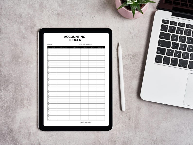 Printable Accounting Ledger Template - Log for Credits & Debits, Small ...