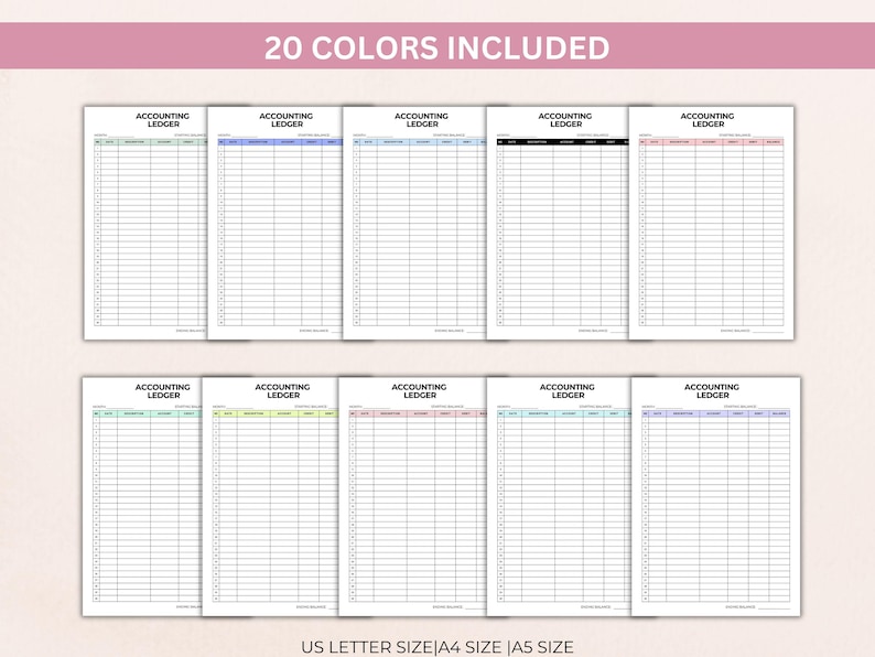 Printable Accounting Ledger Template - Log for Credits & Debits, Small ...
