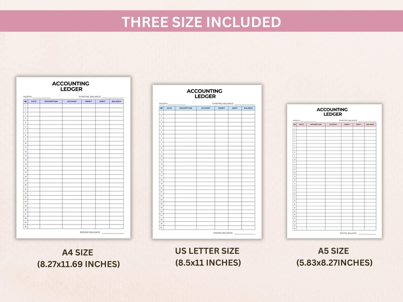 Printable Accounting Ledger Template - Log for Credits & Debits, Small ...