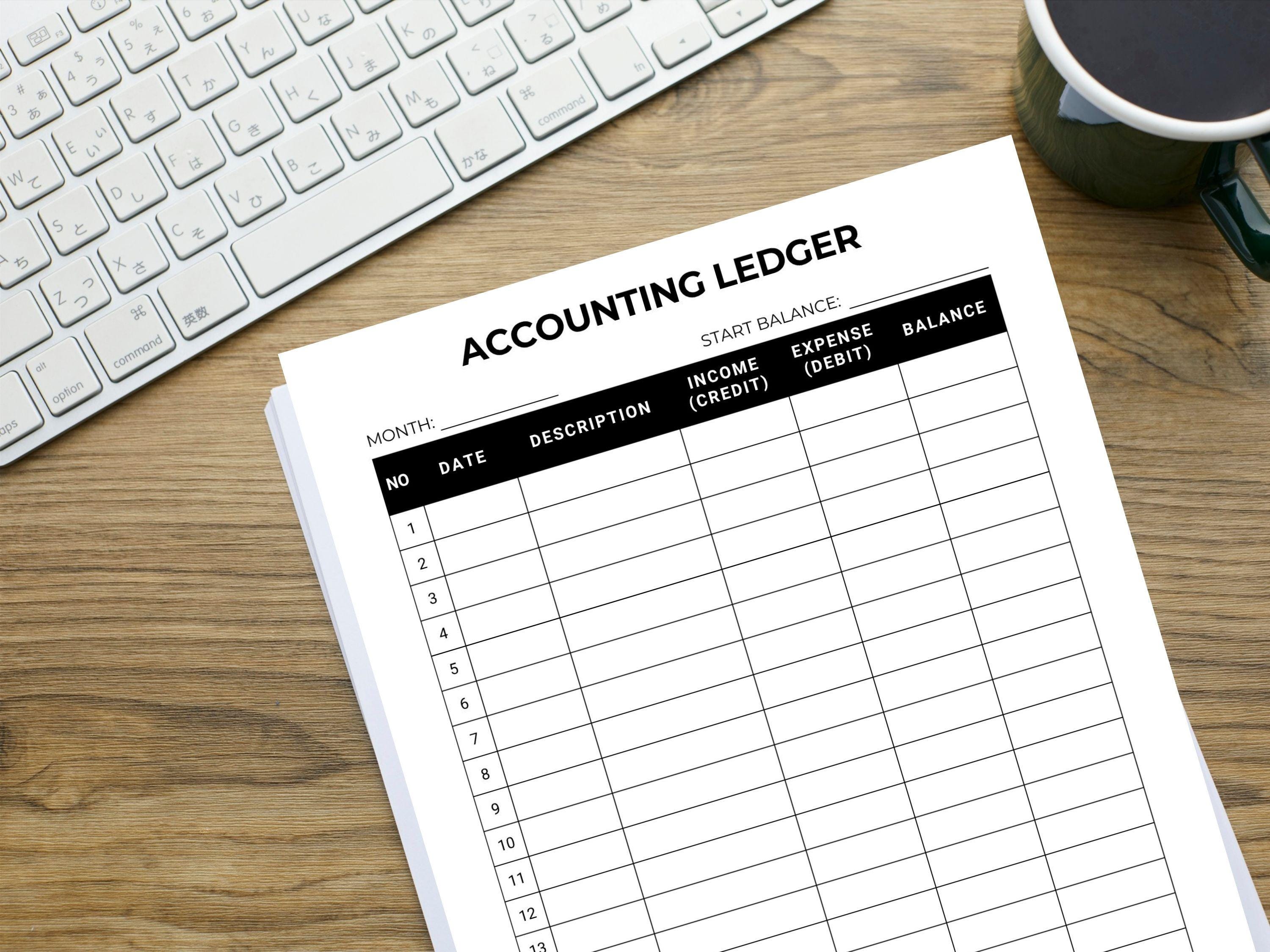 Accounting Ledger,printable Expense Tracker PDF, Credits & Debits Log ...
