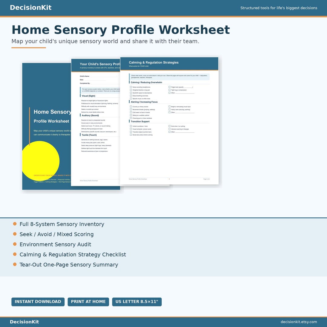 Child Sensory Profile Worksheet | Autism, ADHD, SPD (PDF Download) - Etsy