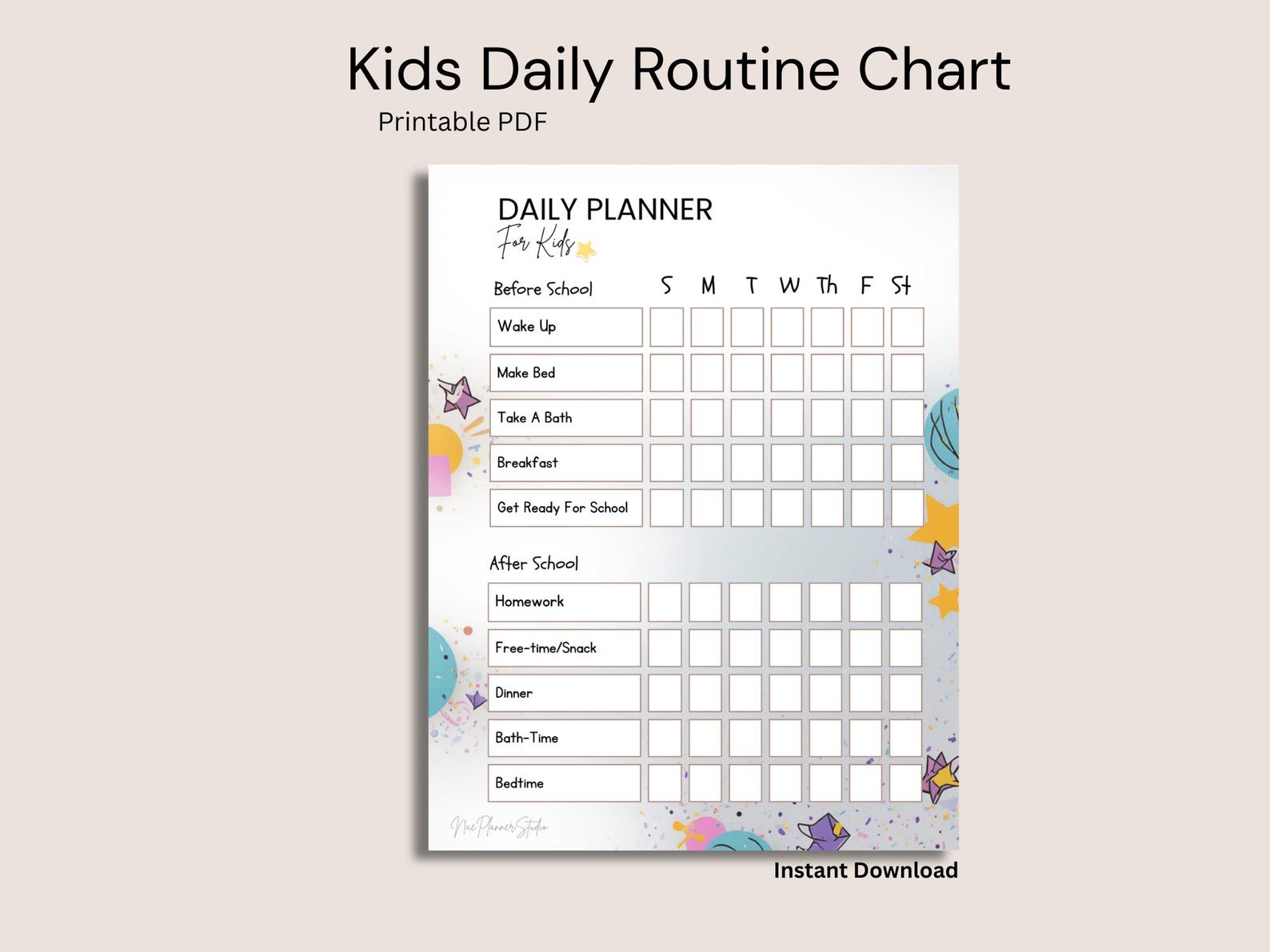 Kids Daily Routine Chart | Morning Evening Planner (digital Download ...