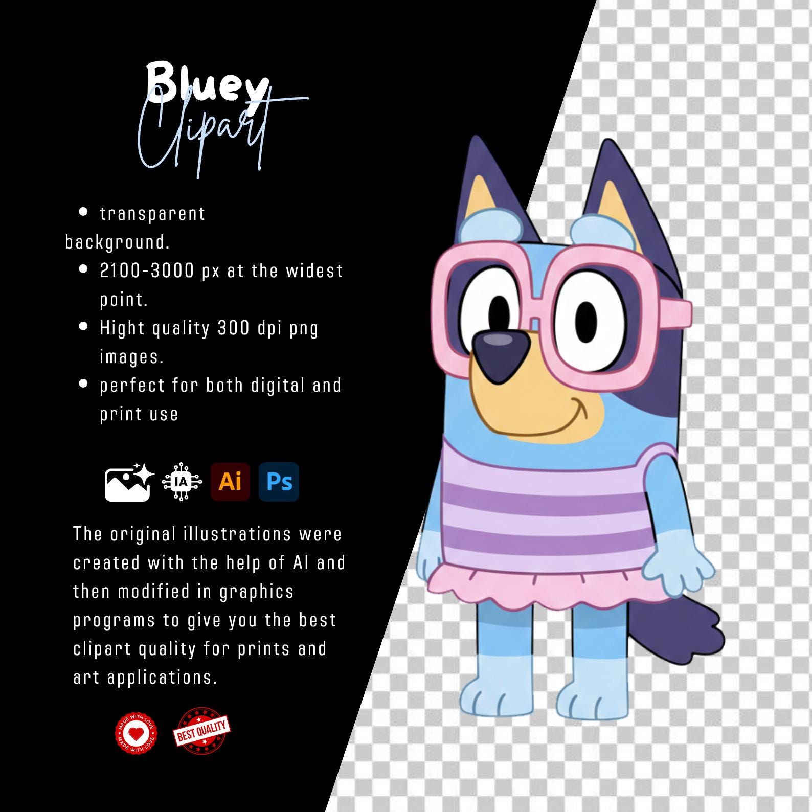 Bluey Watercolor Clipart Pack • Bluey and Bingo Themed Pool Party Pngs ...