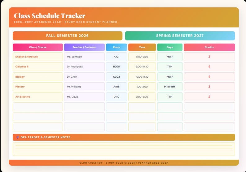Student Planner 2026-2027 | High School College Assignment Tracker ...