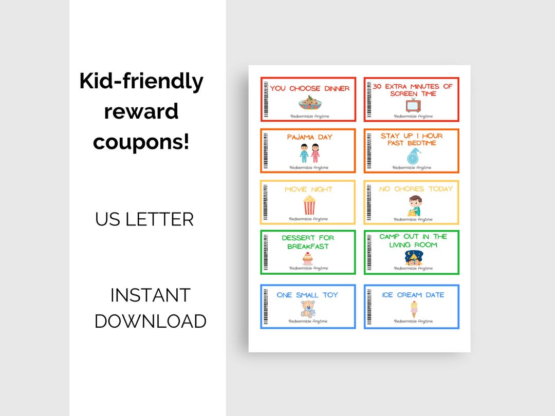 Printable Reward Coupons for Kids | Fun Behavior & Motivation ...