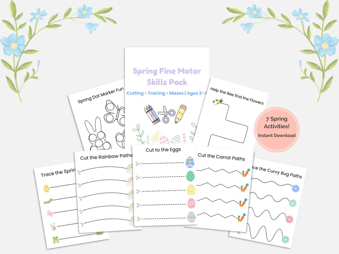 Spring Fine Motor Skills Pack | Cutting, Tracing, Mazes (digital ...