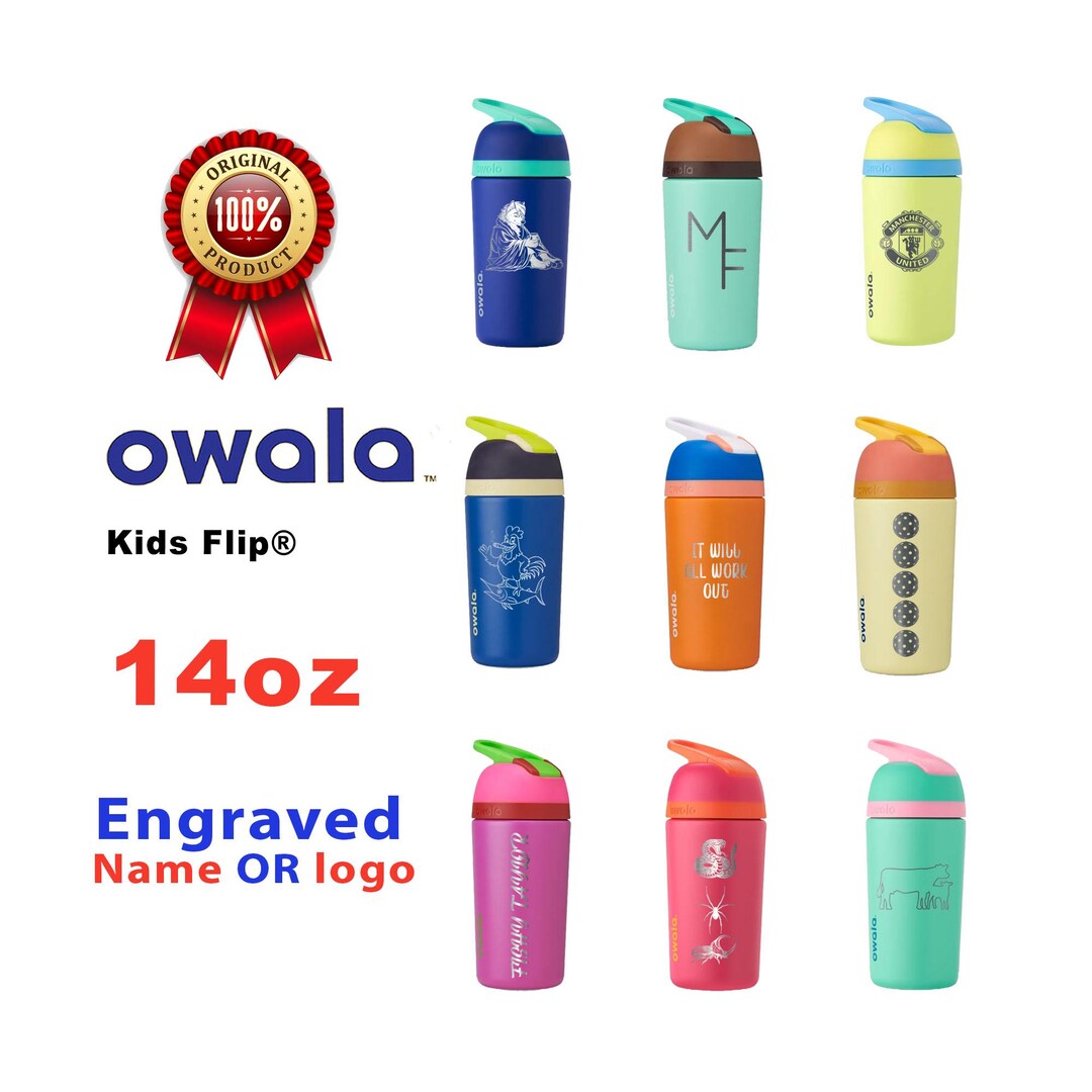 Personalized Owala 14oz Kid Flip, Laser Engraved Owala Kids Bottle With ...