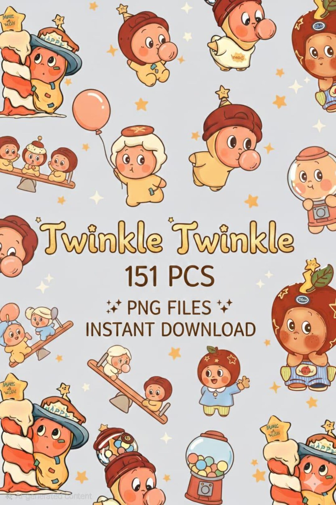 Twinkle Twinkle PNG Clipart Bundle | Illustrations (digital Download ...