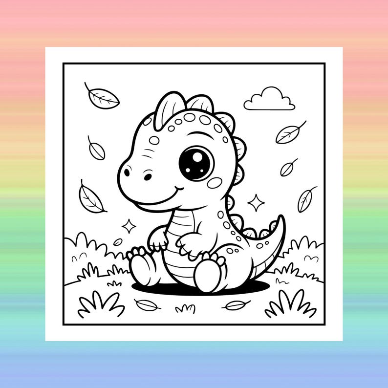 Cute Dinosaur Coloring Book for Kids Printable PDF, Dino Coloring Pages ...