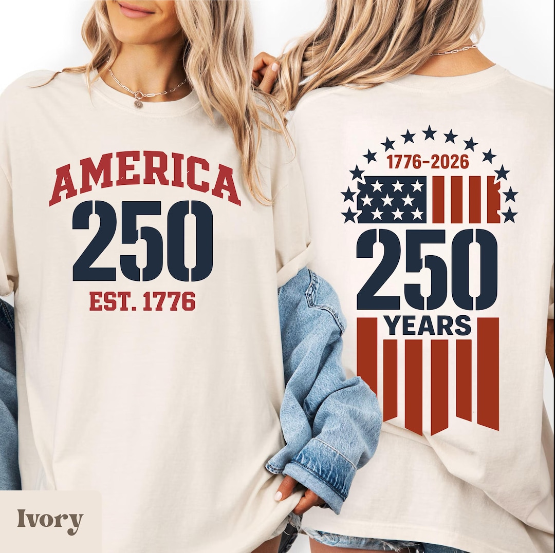 America 250 Shirt 1776 2026 Vorderseite Rückseite Print Bunt und Bunt ...