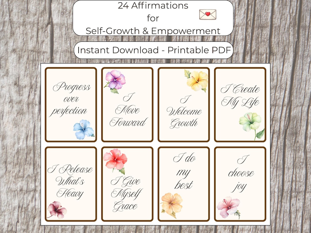 24 Printable Daily Affirmations, Floral Affirmations Digital, Download ...