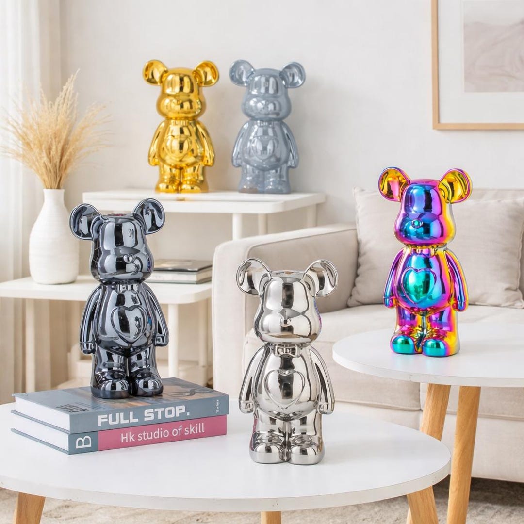 Ceramic Bear Brick Statue: Nordic Modern Teddy Bear Decor - Etsy