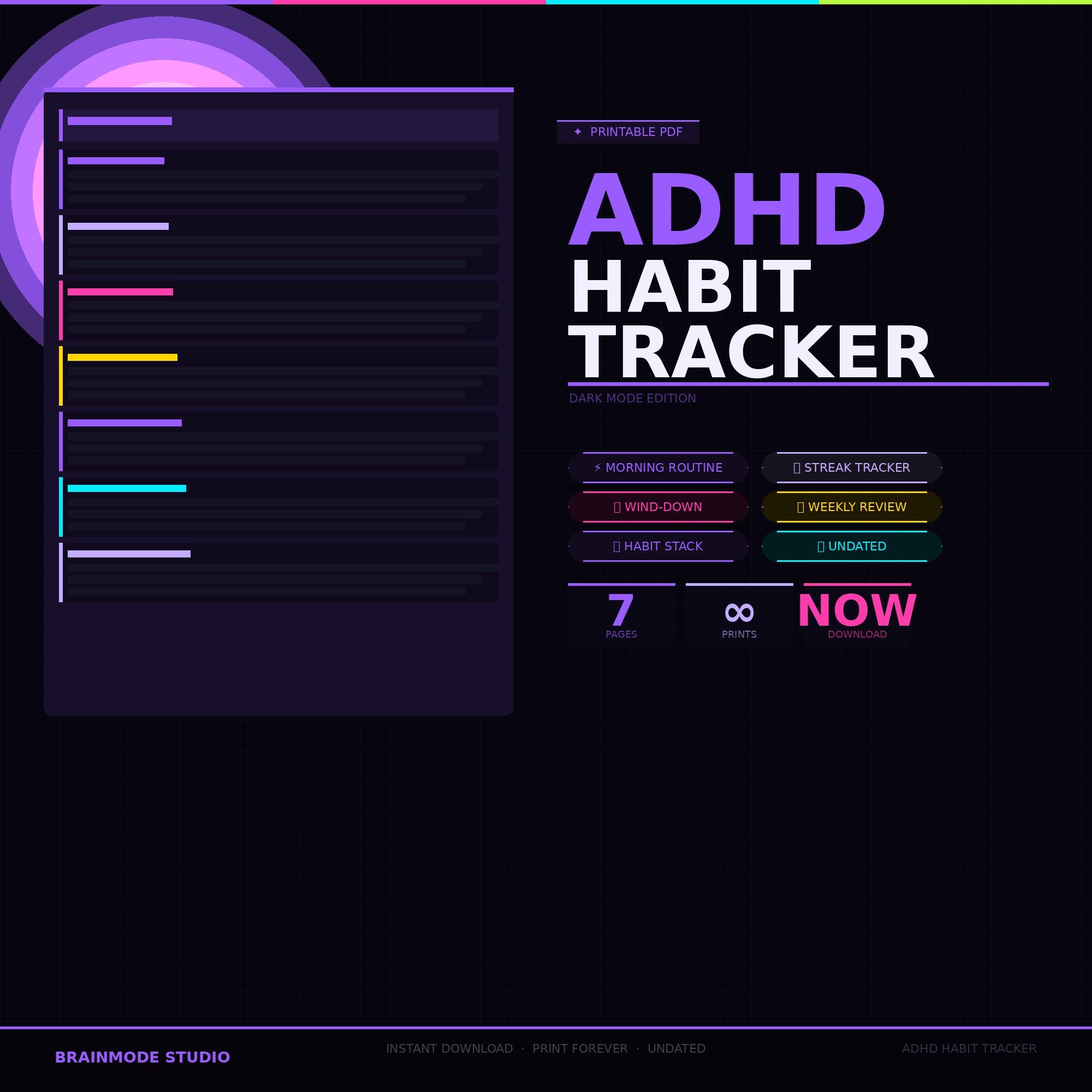 ADHD Habit Tracker Printable | Routine Builder | Neurodivergent Daily ...