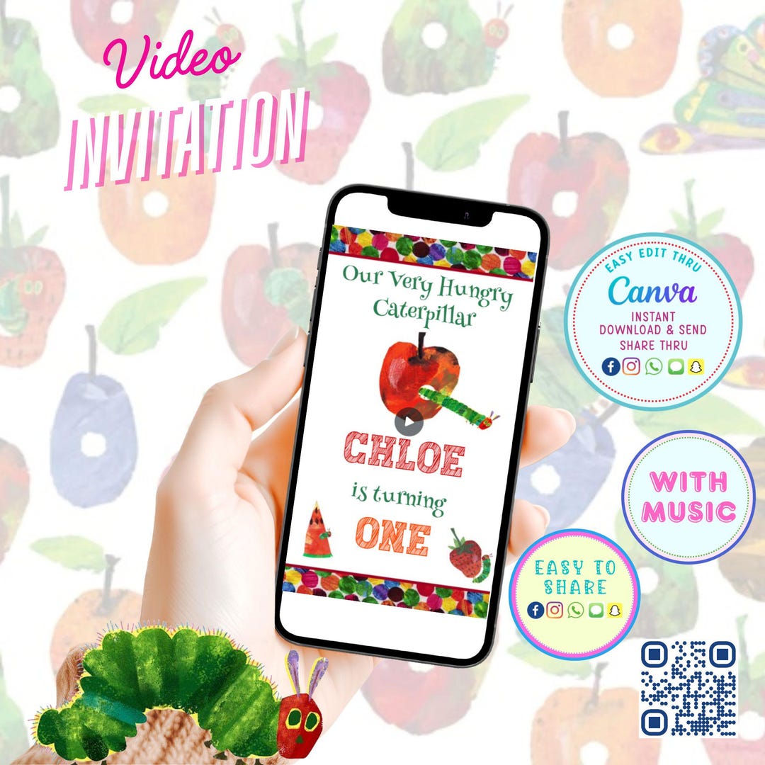 Tiny Hungry Caterpillar Animated Editable Butterfly Canva ...