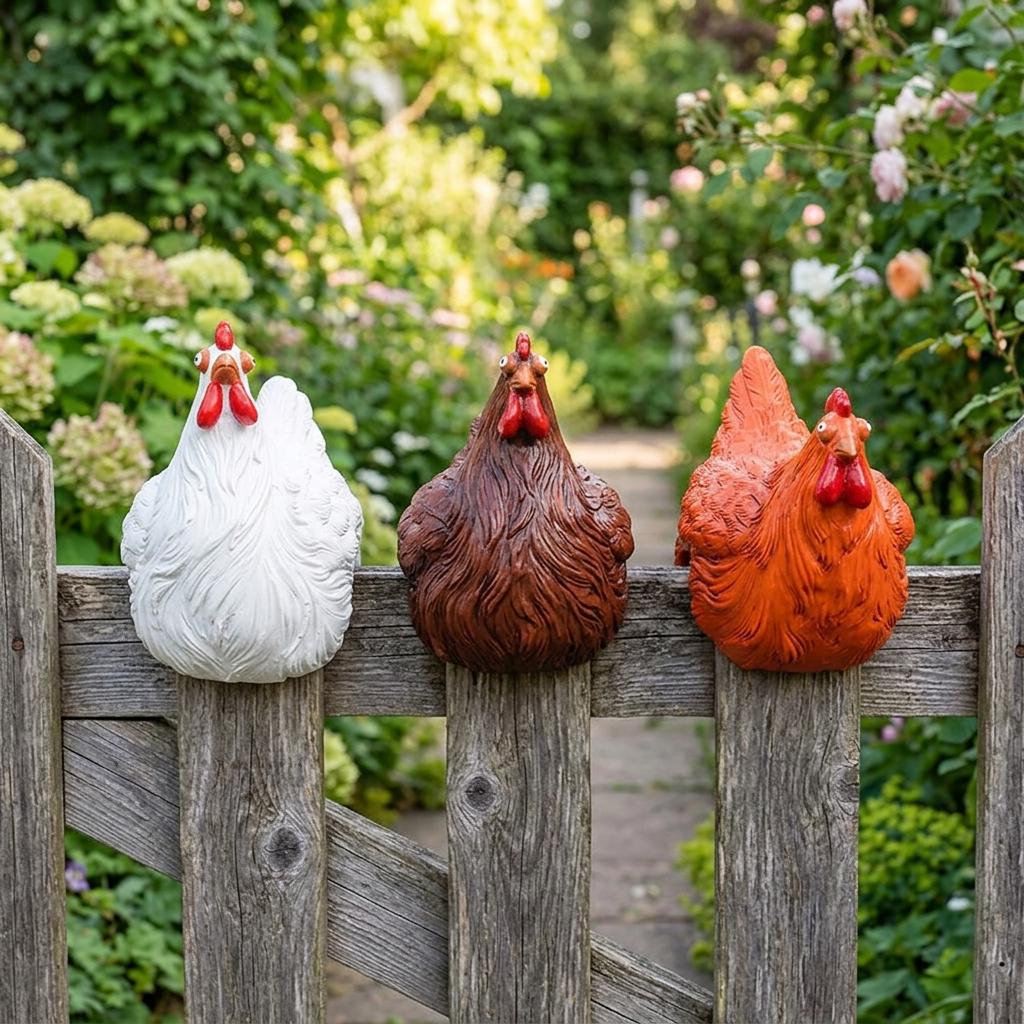 Chicken Garden Statue, Farmhouse Hen Decor Outdoor Sculpture - Etsy