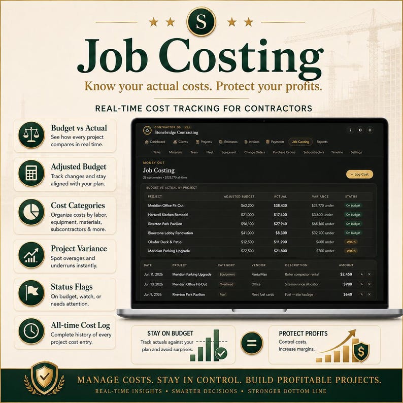 Contractor Business OS | Invoice, Estimate, Job Costing & Excel Report ...