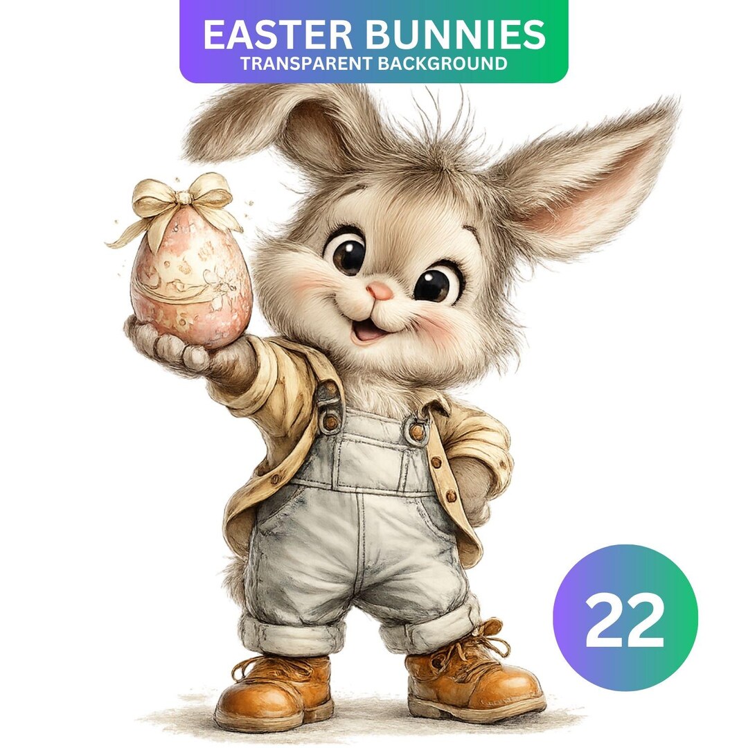 Easter Rabbit PNG Clipart Set, Egg Decorating Bunny Art, Spring ...