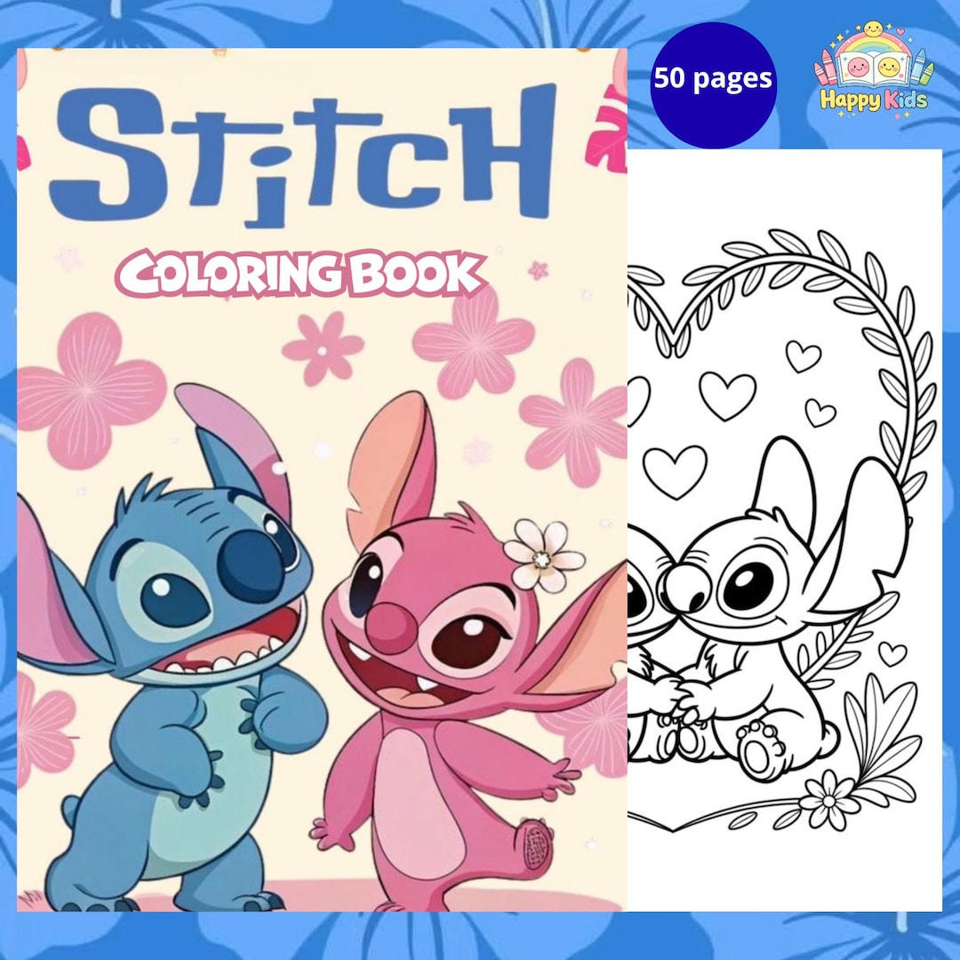 50 Cute Stitch Coloring Pages, Digital Coloring Book for Children ...