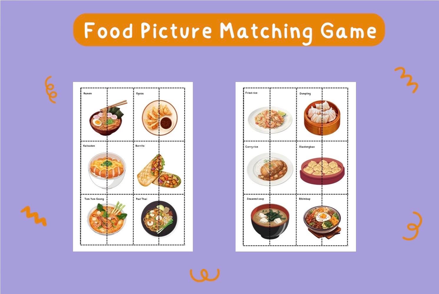 Food Picture Matching Game, 36 Cards, Early Learning, Memory ...