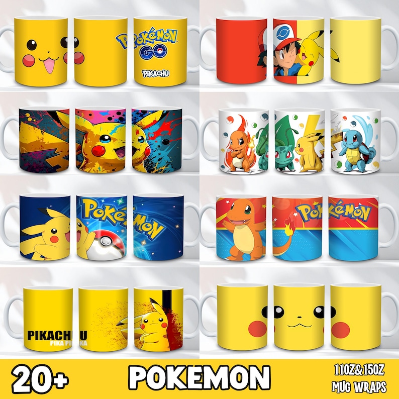 Pokémon Mug Wrap Sublimation Template Design Pack Top Mugs Sbulimation ...