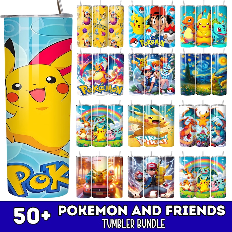 Pokémon Tumbler Wrap Bundle, Pokemon Sublimation Wrap, Pokemon Tumbler ...