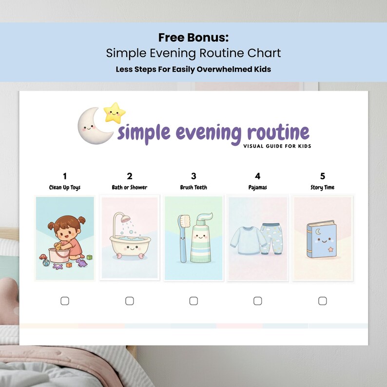 ADHD Bedtime Routine System for Kids | Executive Visual Schedule & Calm ...