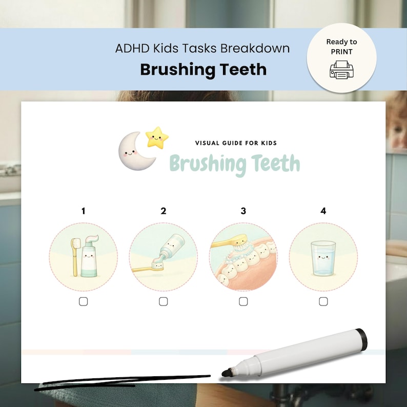 ADHD Bedtime Routine System for Kids | Executive Visual Schedule & Calm ...