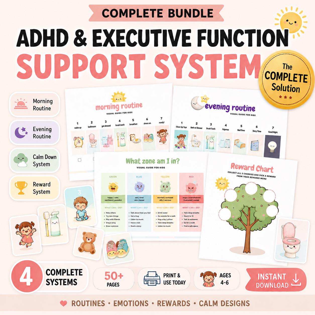 ADHD Visual Schedule Bundle for Kids | Routines, Emotions, Rewards (PDF ...