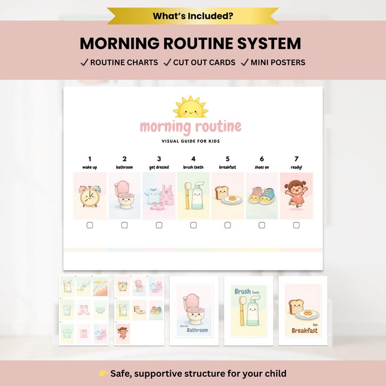 ADHD Routine Charts for Kids | Morning & Bedtime Visual Schedule Bundle ...