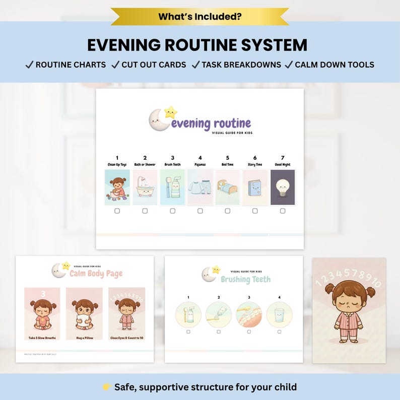 ADHD Routine Charts for Kids | Morning & Bedtime Visual Schedule Bundle ...