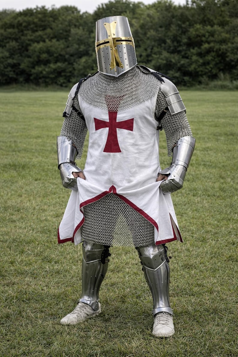 Templar Knight Armor Set, Medieval Crusader Steel Suit, Handmade LARP ...